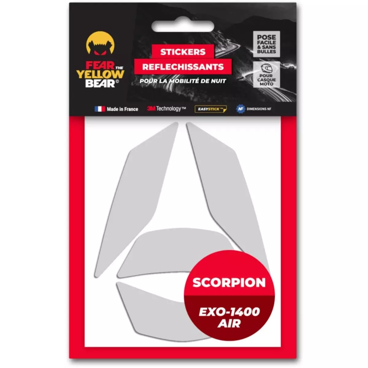 Stickers Réfléchissant Casque Fear The Yellow Bear Replica Scorpion Exo ...