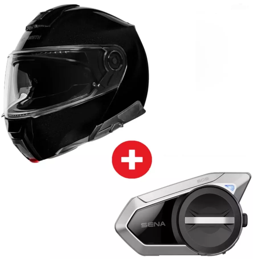 Pack Schuberth C5 Solid Noir Brillant + Intercom Bluetooth Sena Solo ...