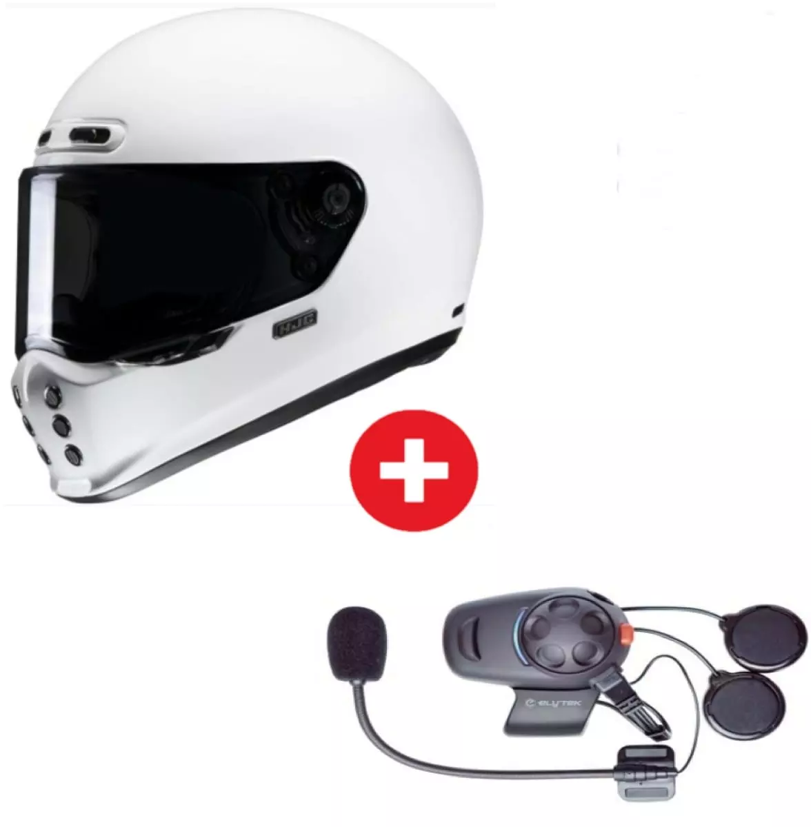 Pack Casque HJC V10 Blanc + Intercom Bluetooth Ely-tek by Sena - Casque ...