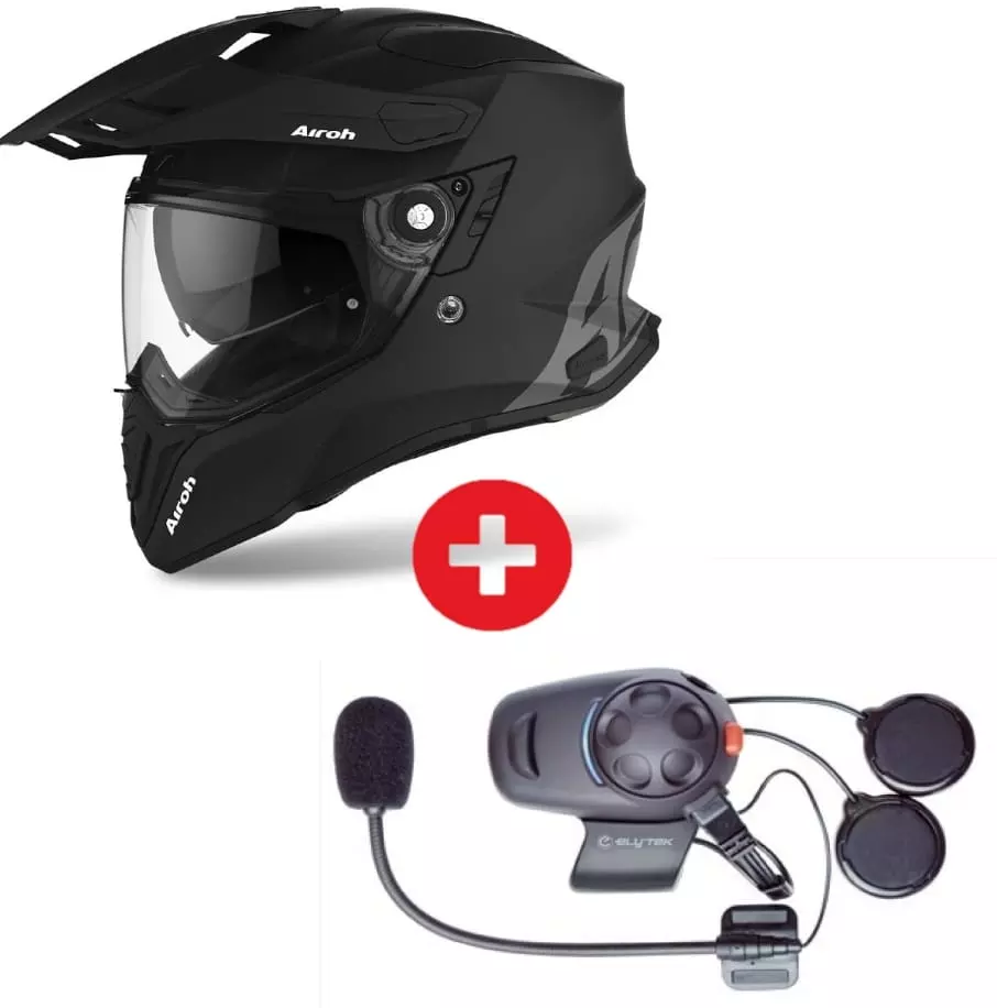 Pack Casque Airoh Commander Color Noir Mat - Casque Bluetooth Intégré