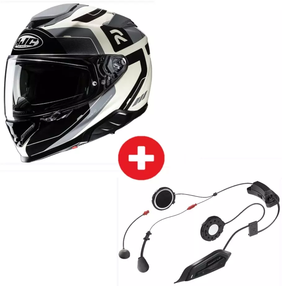Pack Casque HJC RPHA Cozad Noir + Intercom Smart 2 HJC 21B - Casque ...