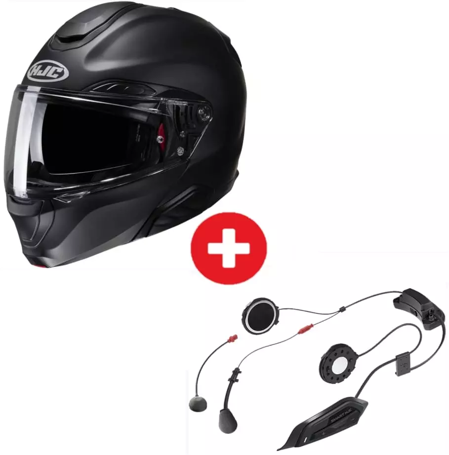 Pack Casque HJC RPHA 91 Uni Noir Mat + Intercom Smart 2 HJC 21B ...