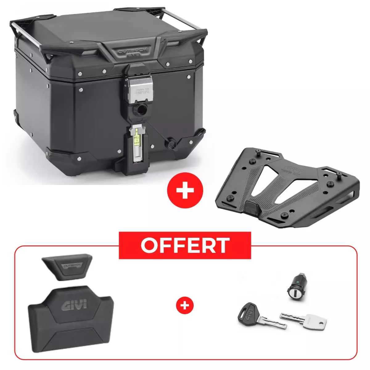 Pack Complet Givi Top Case Trekker Outback Evo Smart Alu Noir 42L ...