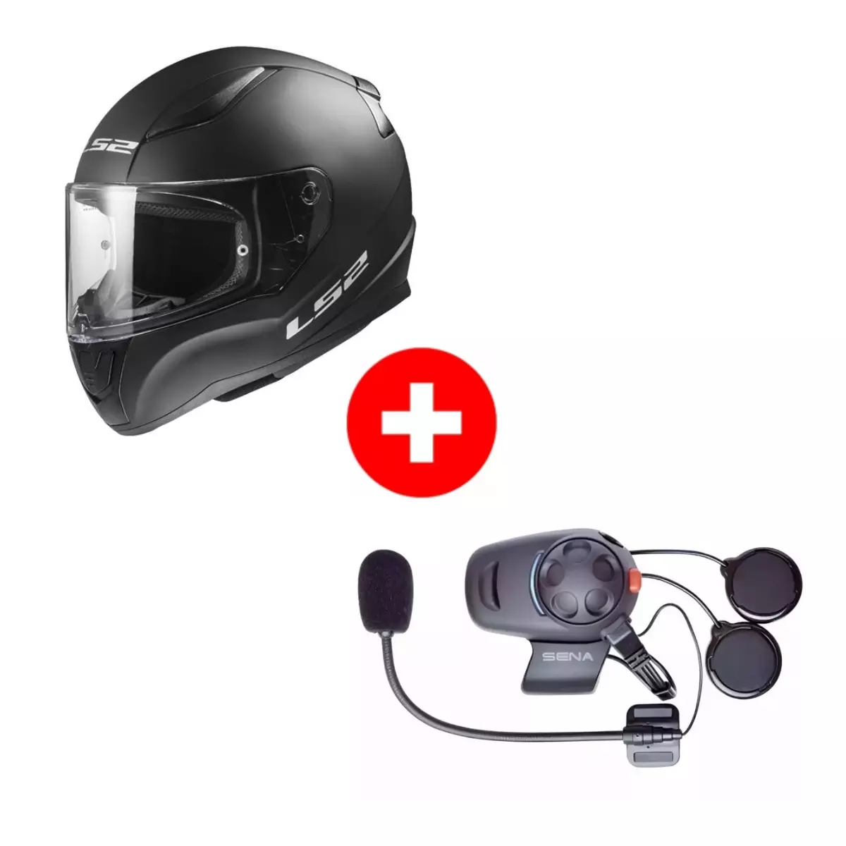 Pack Casque LS2 FF353 Rapid II Solid Noir Mat + Intercom Bluetooth Ely ...