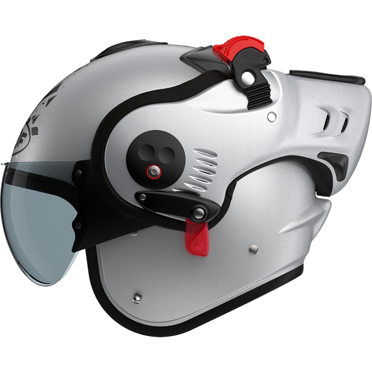 Casque Roof RO5 Boxer Alpha Blackstar Silverwhite Noir Mat - Casque ...