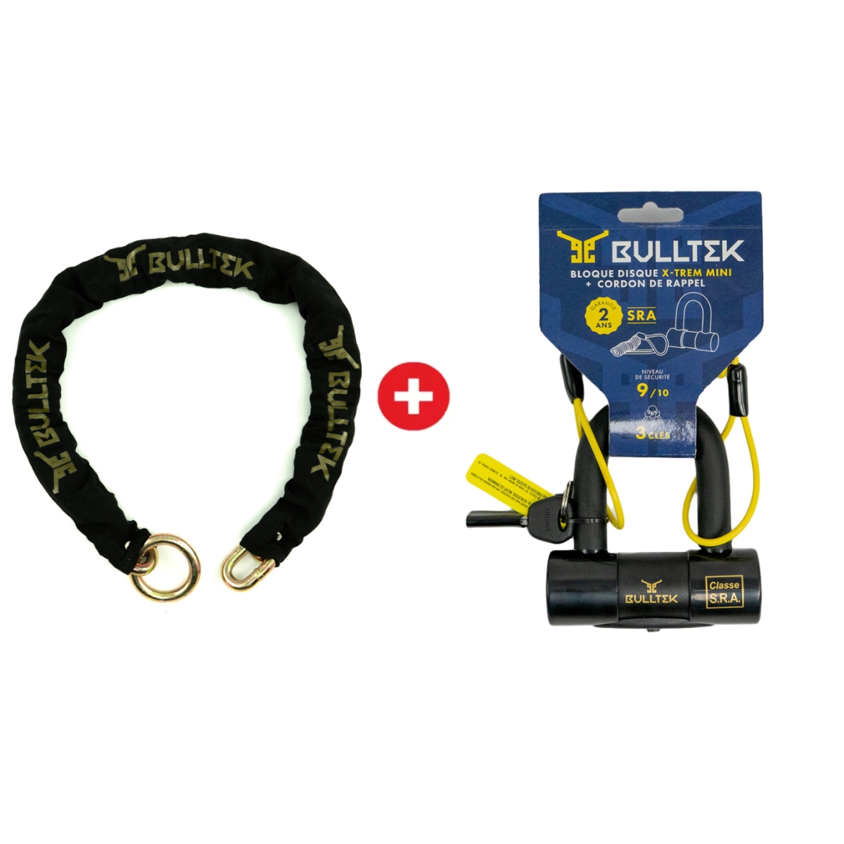 Pack Antivol SRA Bulltek Chaîne Lasso Ø13.5 V2 + Bloque Disque Xtrem ...