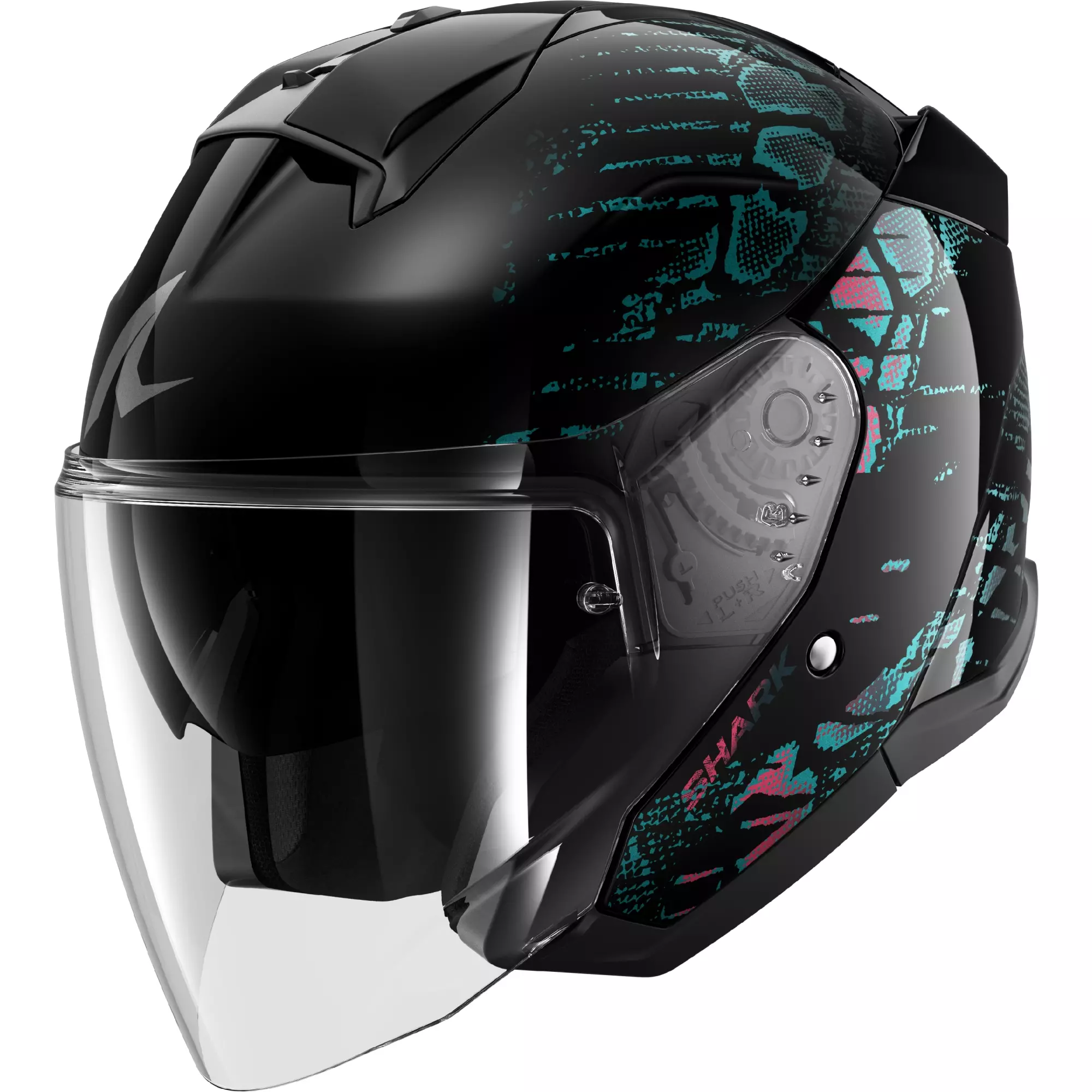 Casque Shark Skwal Jet Reptaia Noir Violet - Casque Jet
