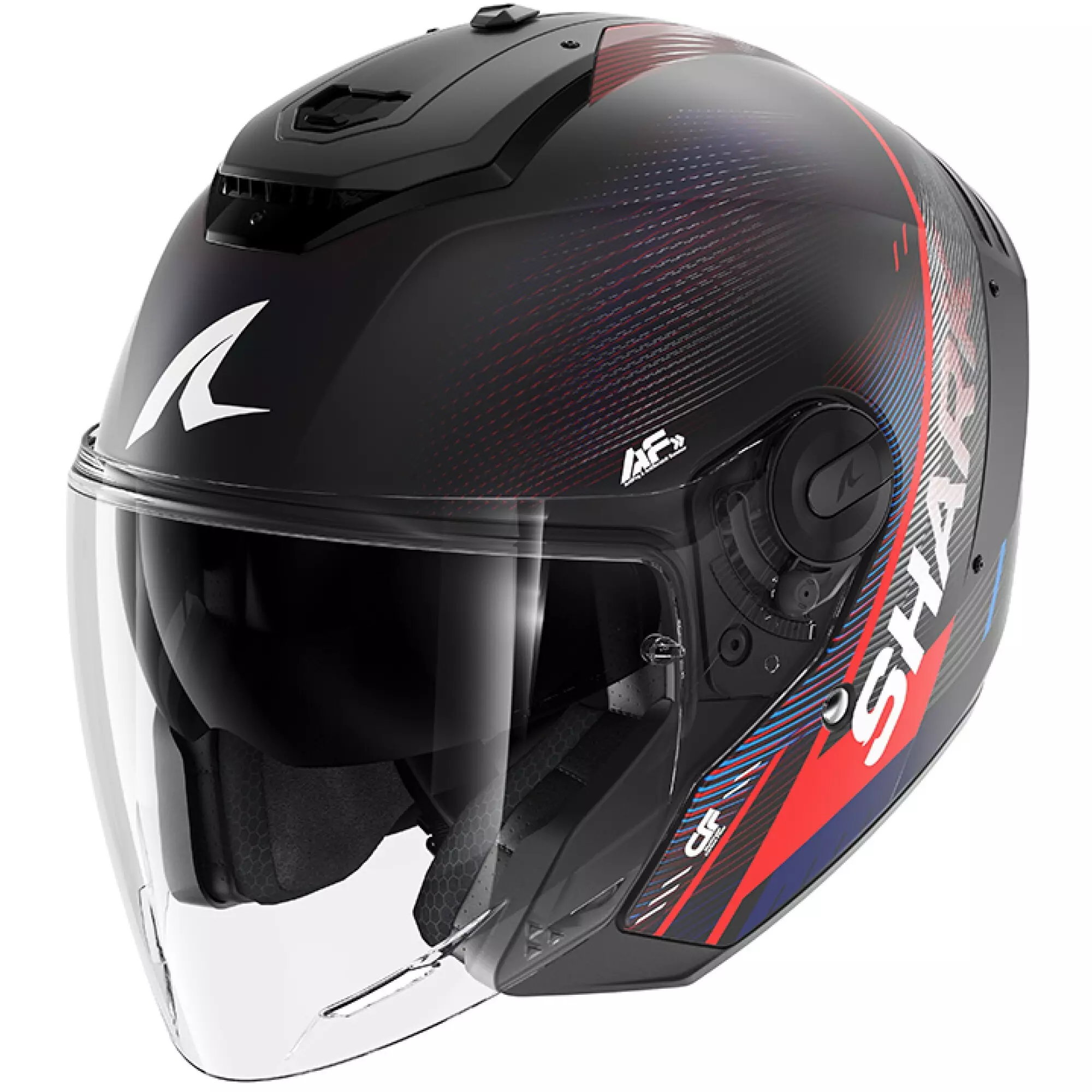 Casque Shark RS Jet Carbon Speed-Tech Carbone Bleu Rouge Mat - Casque Jet