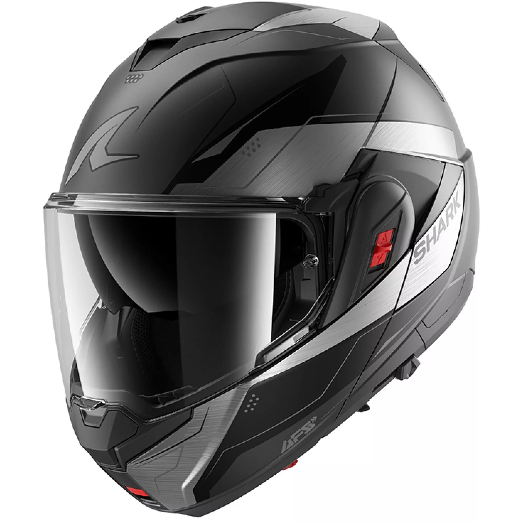 Casque Shark Oxo Mekarium Anthracite Chrome Noir Mat - Casque Modulable