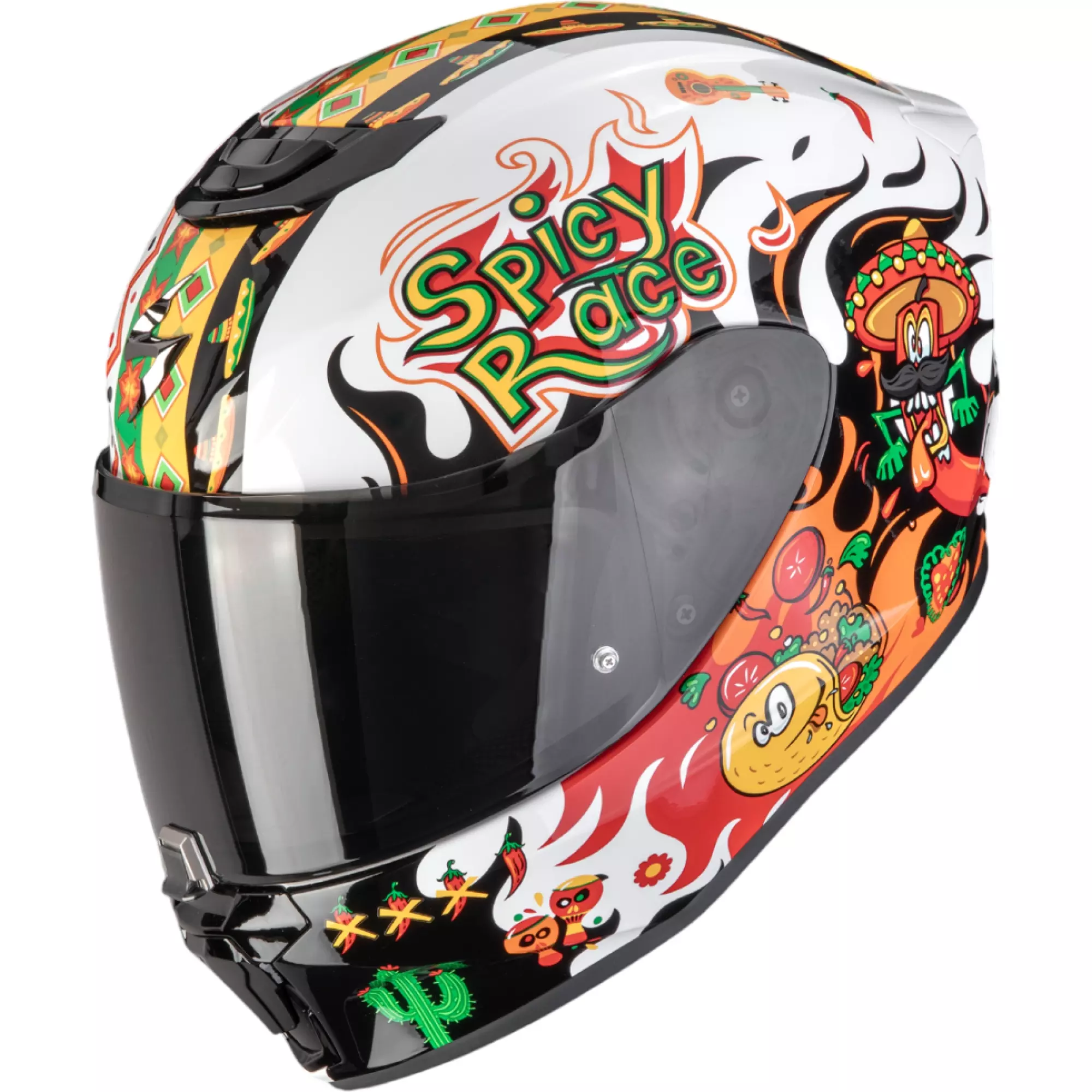 Casque Scorpion Exo-JNR Air Yucatan Blanc Orange Noir - Casque Intégral