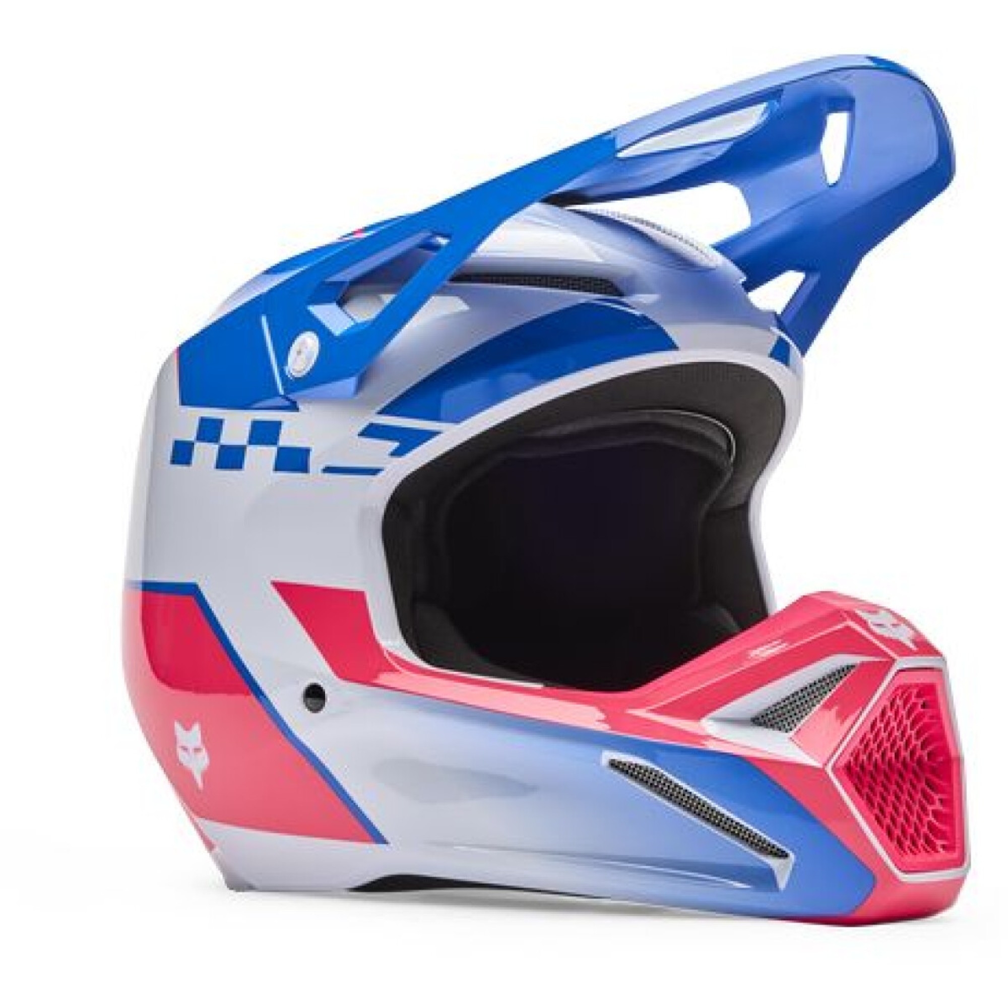 Casque Cross Fox V1 Collect Bleu Rose - Casque Cross