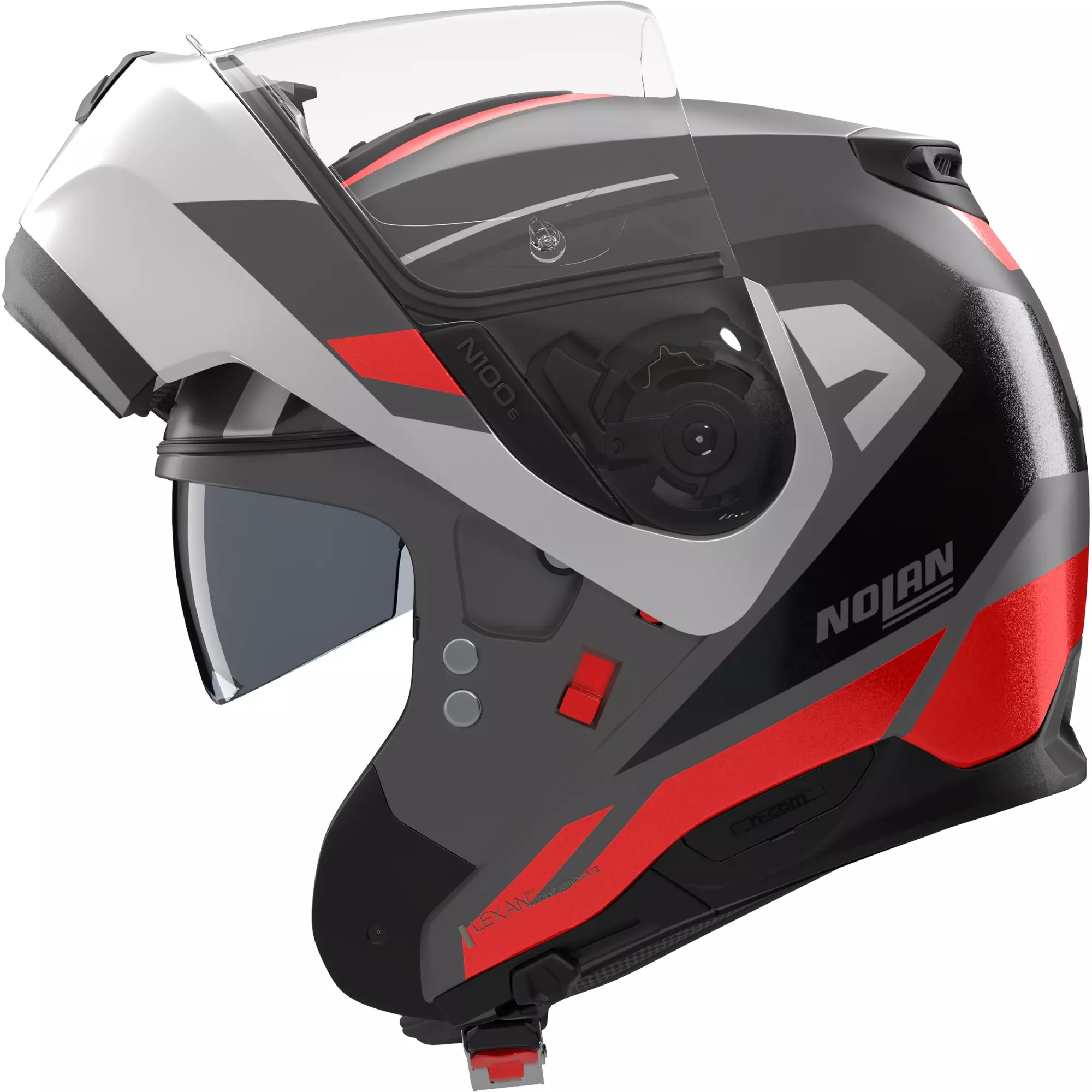 Casque Nolan N100-6 Cinetico 361 Gris Blanc Rouge - Casque Modulable