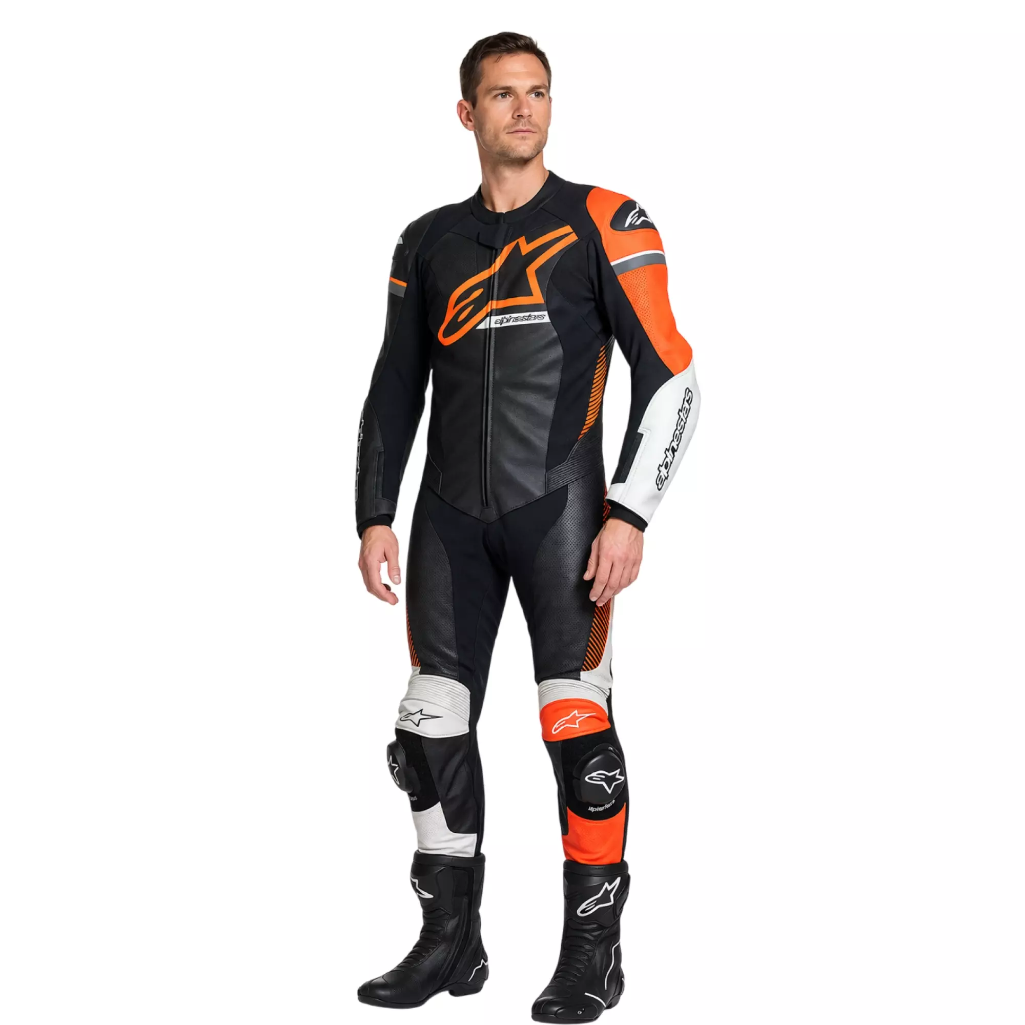 Combinaison Alpinestars GP Force Phantom Noir Blanc Rouge Fluo ...